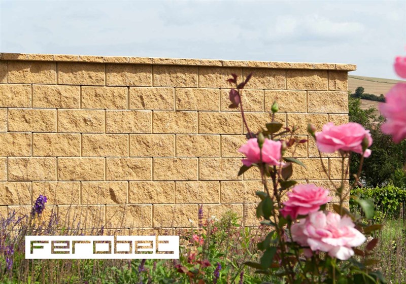 FEROBET Plotová tvárnice štípaná jednostranná A - 39*19*19cm - Písková ...